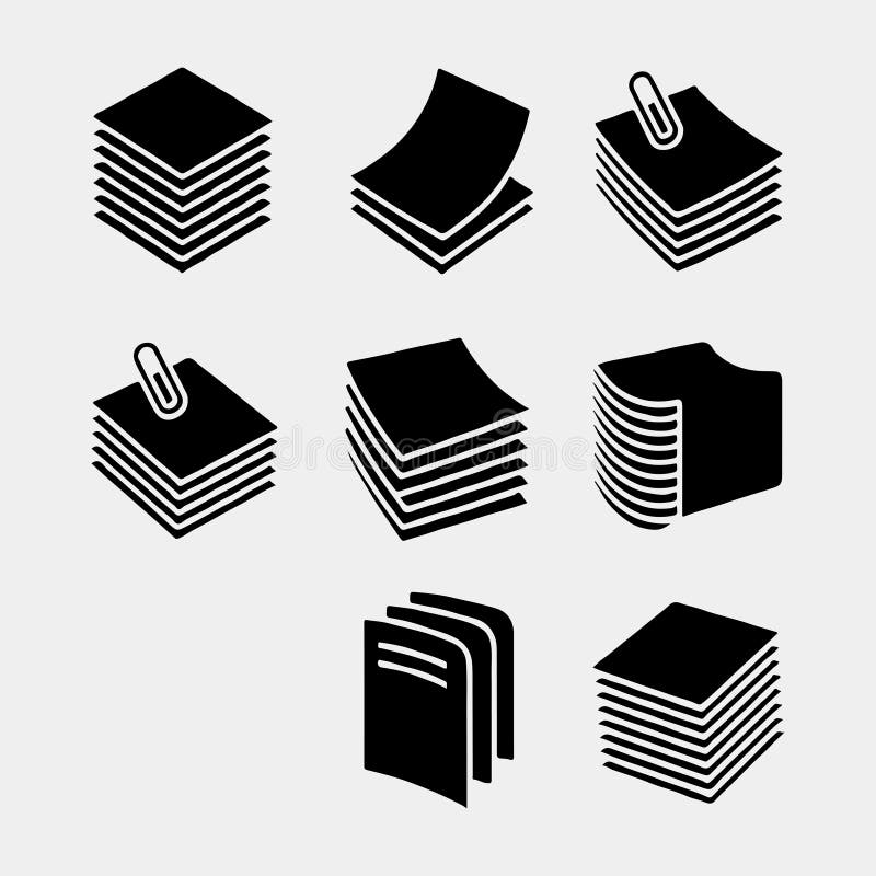 Black and White Stacks of Paper Showing Different Layouts Stock Vector ...