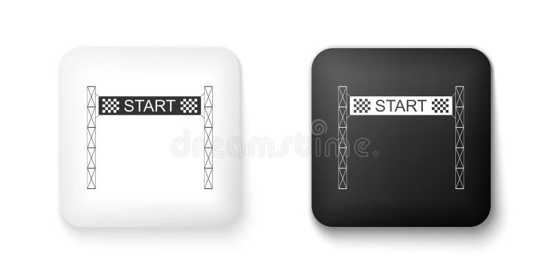 Black and White Starting Line Icon Isolated on White Background. Start ...