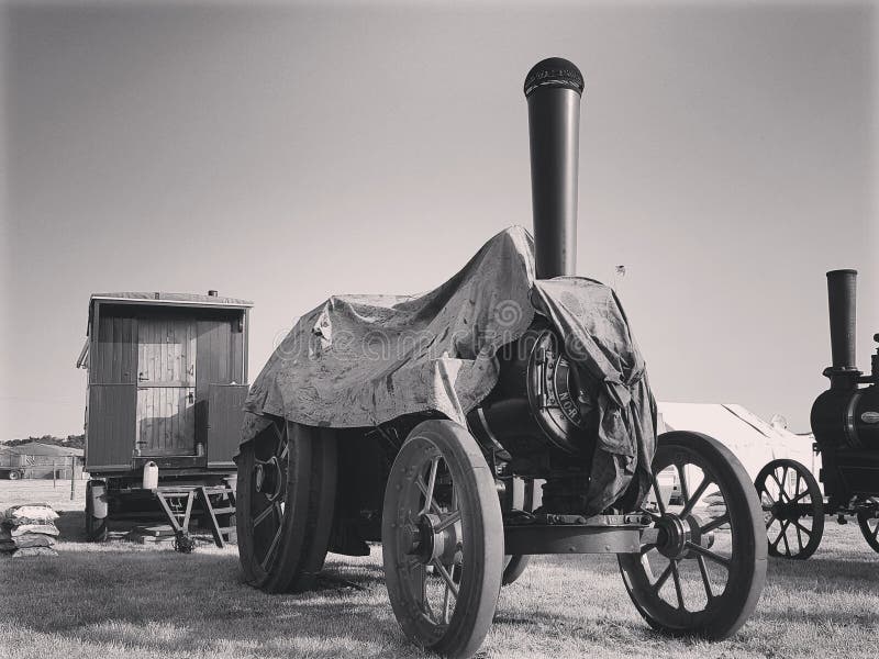Black and White Steam Engine Covered Stock Photo - Image of covered ...