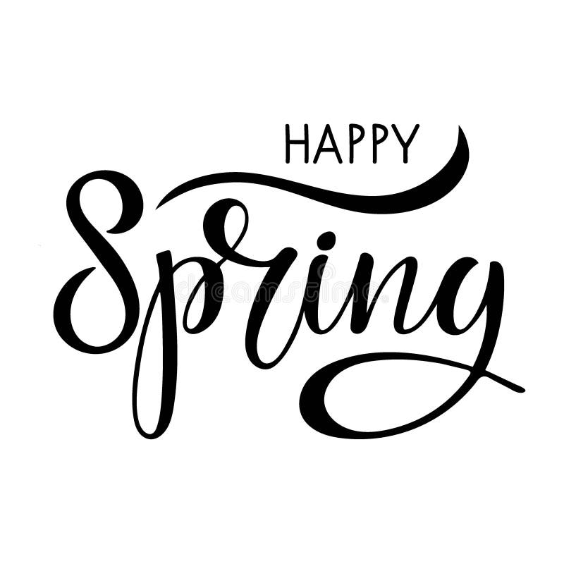 Spring Lettering with Leaves Isolated on White. Hand Drawn Design for ...