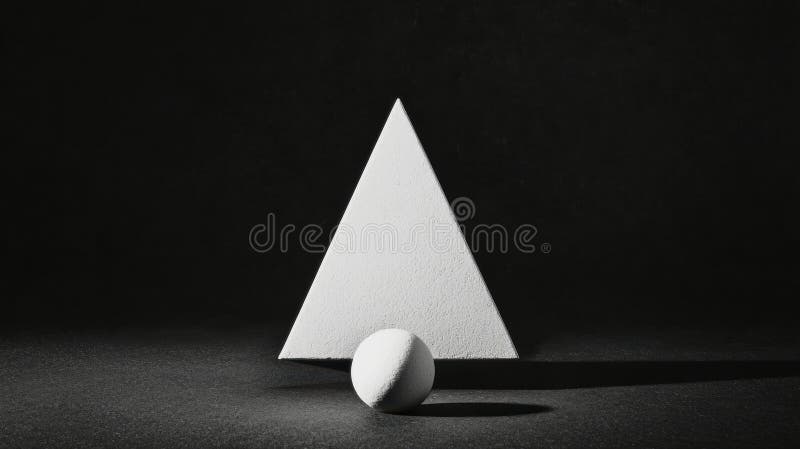 A Black and White Still Life Composition Featuring a White Triangle ...