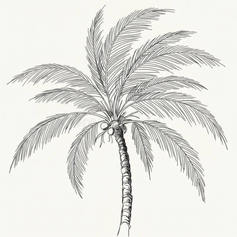 Black and White Stippled Palm Tree Illustration Stock Illustration ...