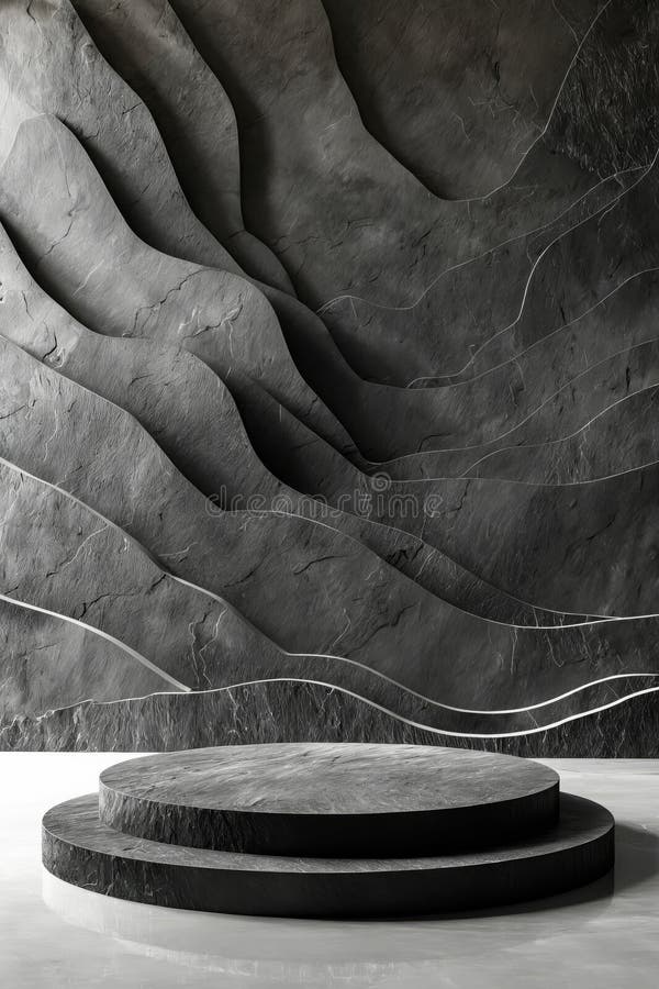 Black and White Stone Wall with Circular Platform. Generative AI Stock ...