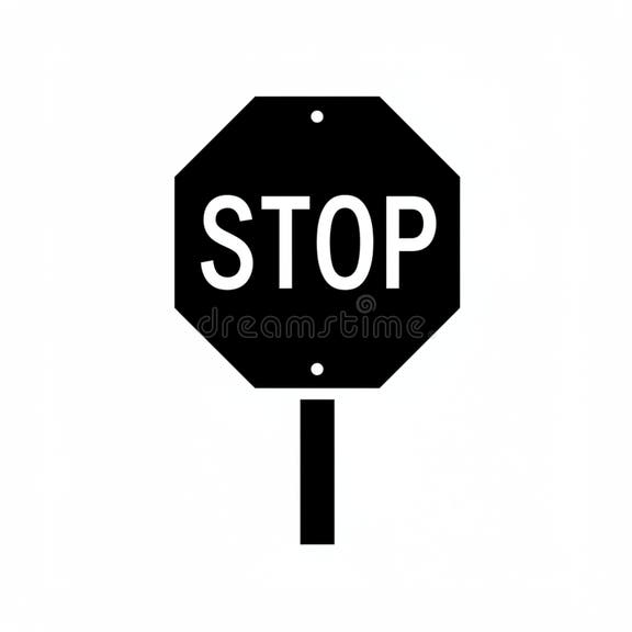 Black and White Stop Sign with an Octagonal Shape and the Word "STOP ...