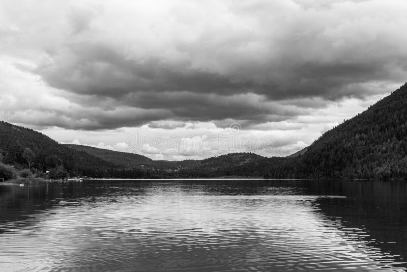 Black and White Storm Clouds Over Paul Lake British Columbia Canada ...