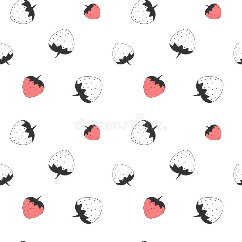 Cute Seamless Strawberry Pattern Stock Illustration - Illustration of ...