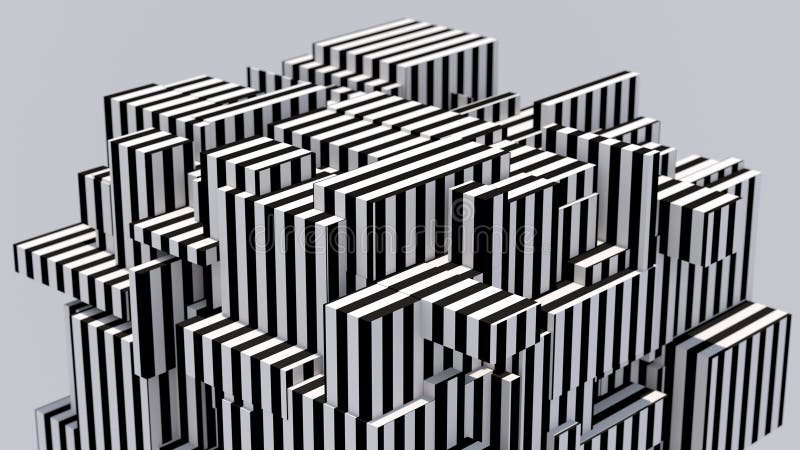 Black and White Striped Blocks. Abstract Illustration, 3d Render Stock ...