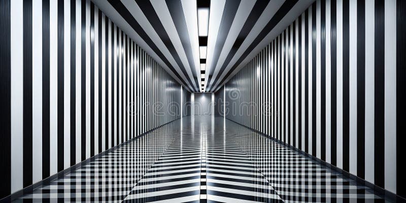 Black and White Striped Corridor an Illusionary Architectural Design ...
