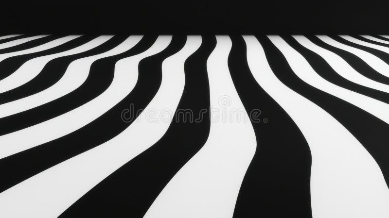 A Black and White Striped Floor with a Zigzag Pattern. Stock Photo ...