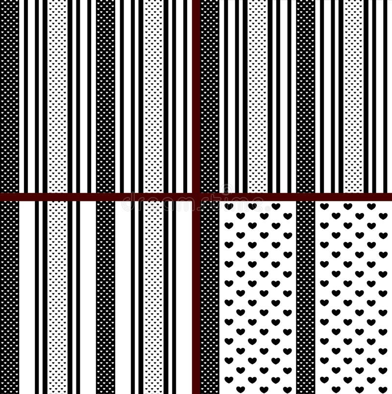 Black and White Striped Heart Patterns Stock Vector - Illustration of ...