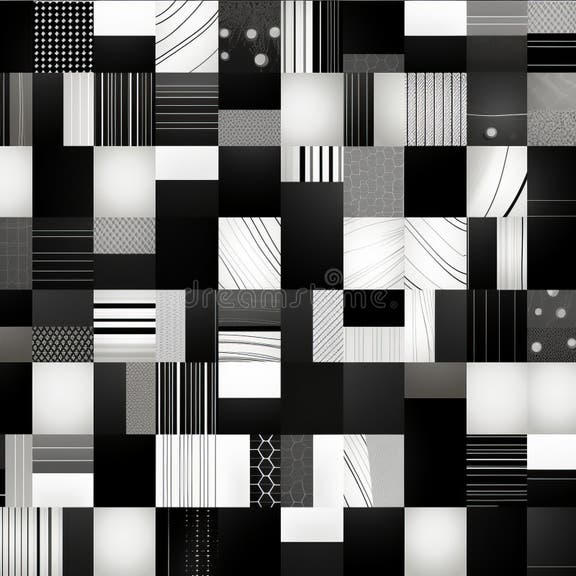 Black and White Striped Pattern with Square Blocks Stock Illustration ...