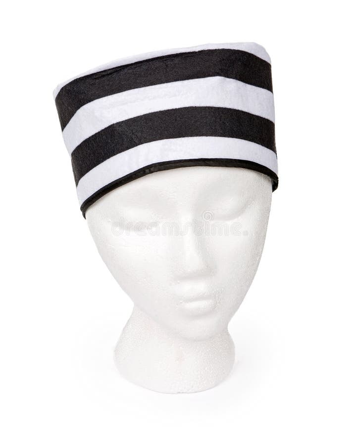 Black and White Striped Prisoner Hat Stock Photo - Image of clipping ...