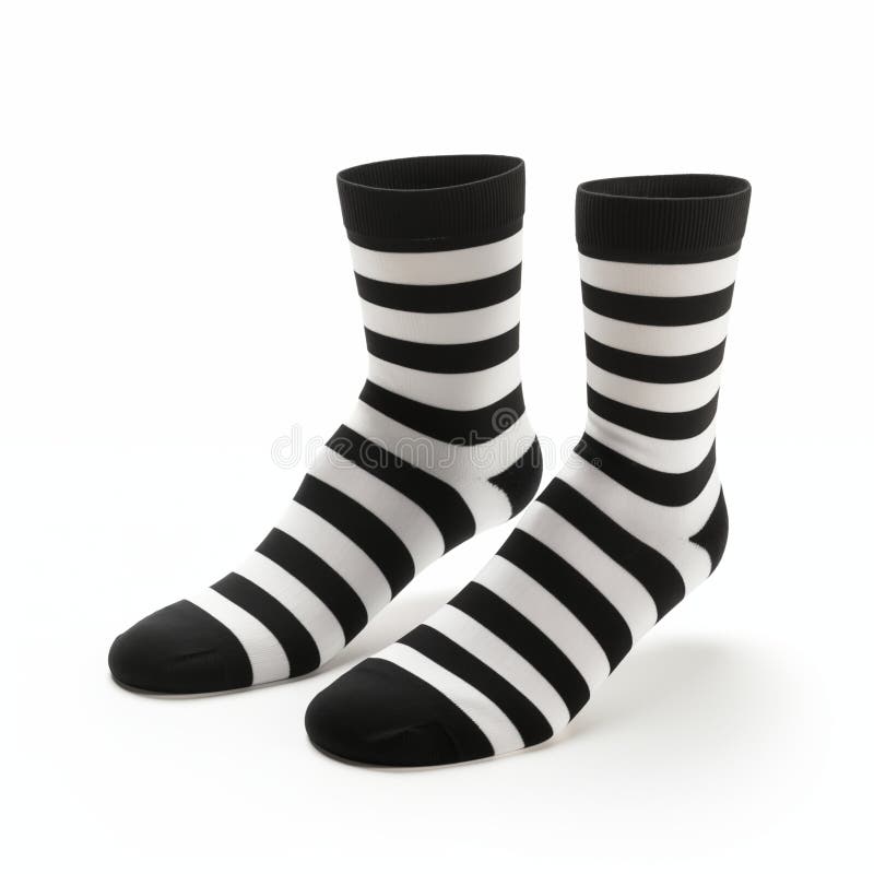 Black and White Striped Socks on White Background Stock Illustration ...