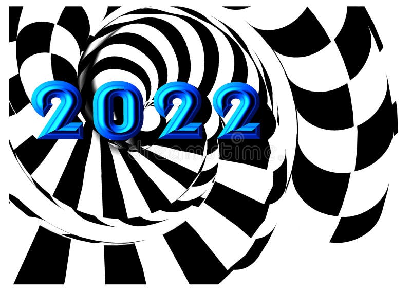 Black and White Striped Spiral with the Number 2022. the Year 2022. 3D ...