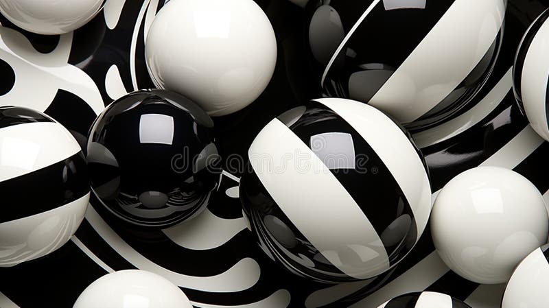 Black and White Striped Surface with Many Spheres with Different ...