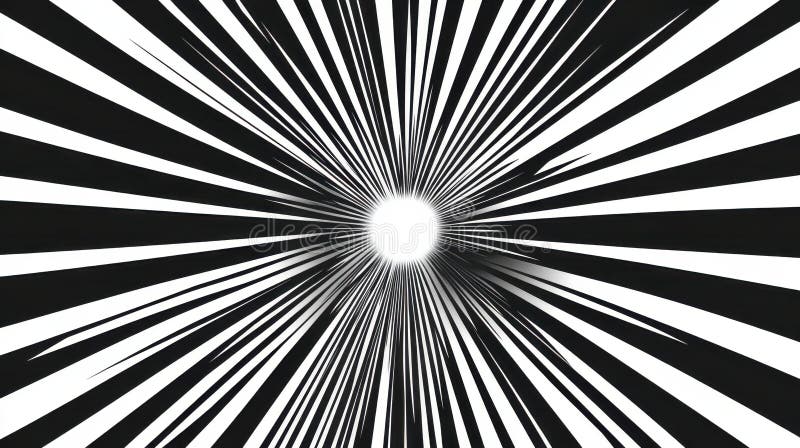 Black and White Stripes Converging To Bright Center Point Creating ...