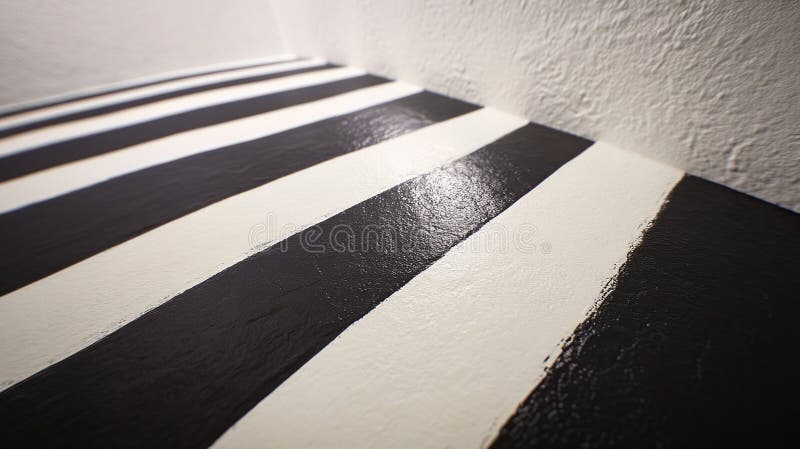 Black White Stripes Floor Paint Interior Corner Stock Photo - Image of ...