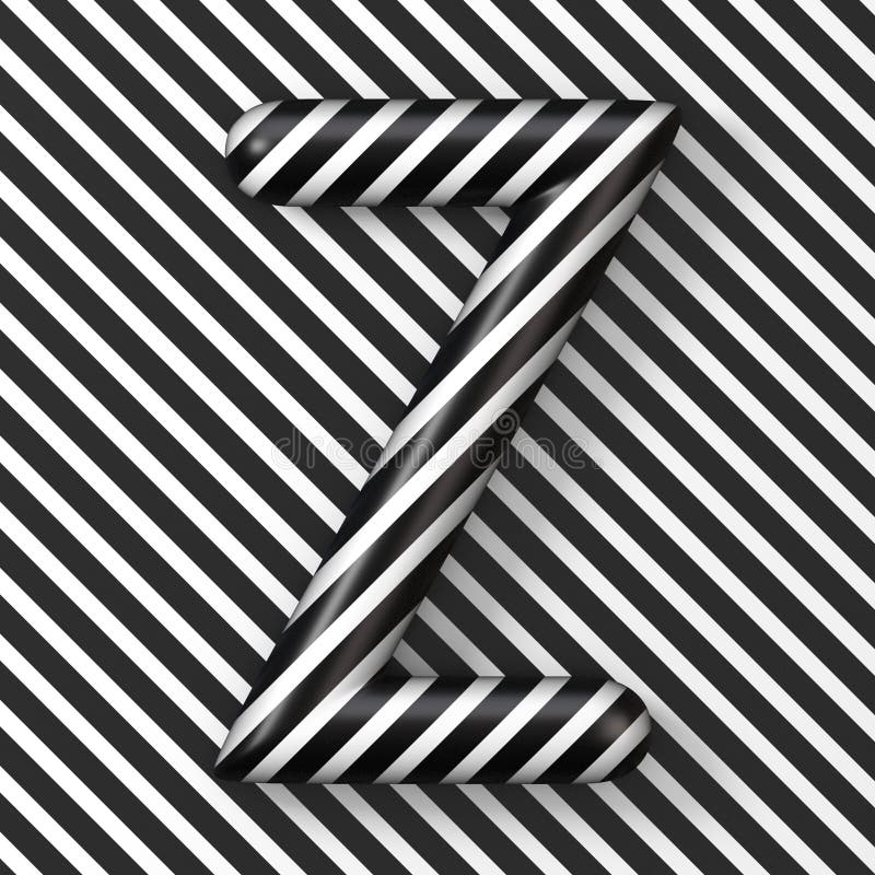 Black and White Stripes Letter Z 3D Stock Illustration - Illustration ...