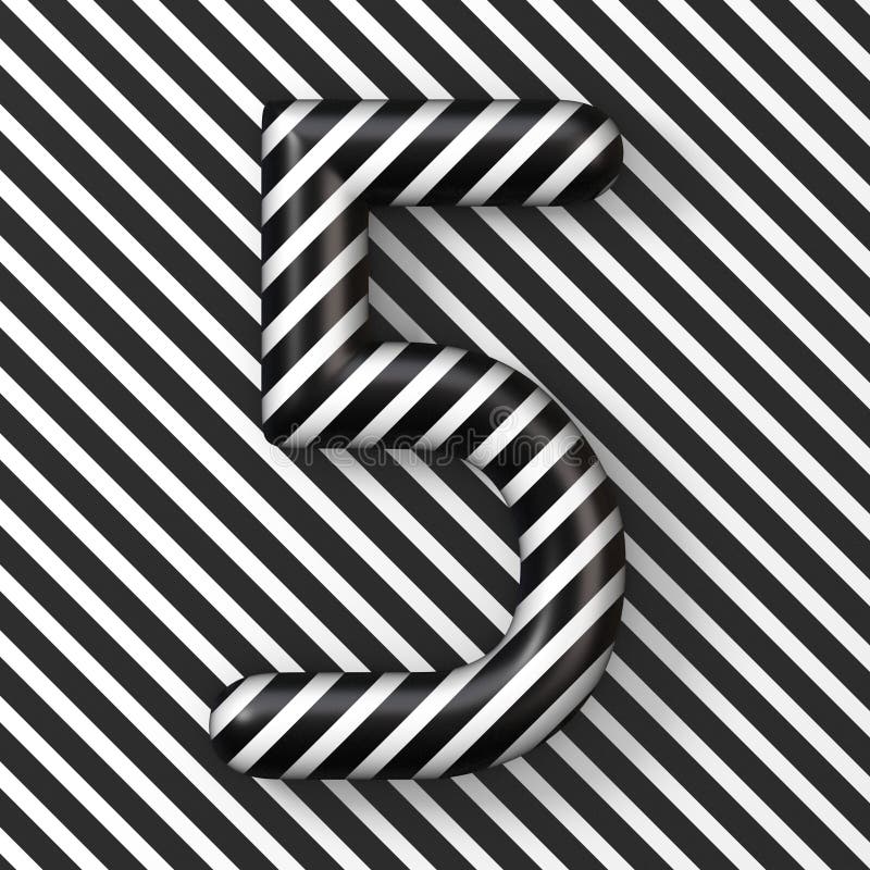 Black and White Stripes Number 5 FIVE 3D Stock Illustration ...