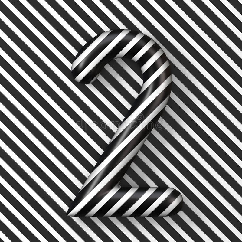 Black and White Stripes Number 2 TWO 3D Stock Illustration ...
