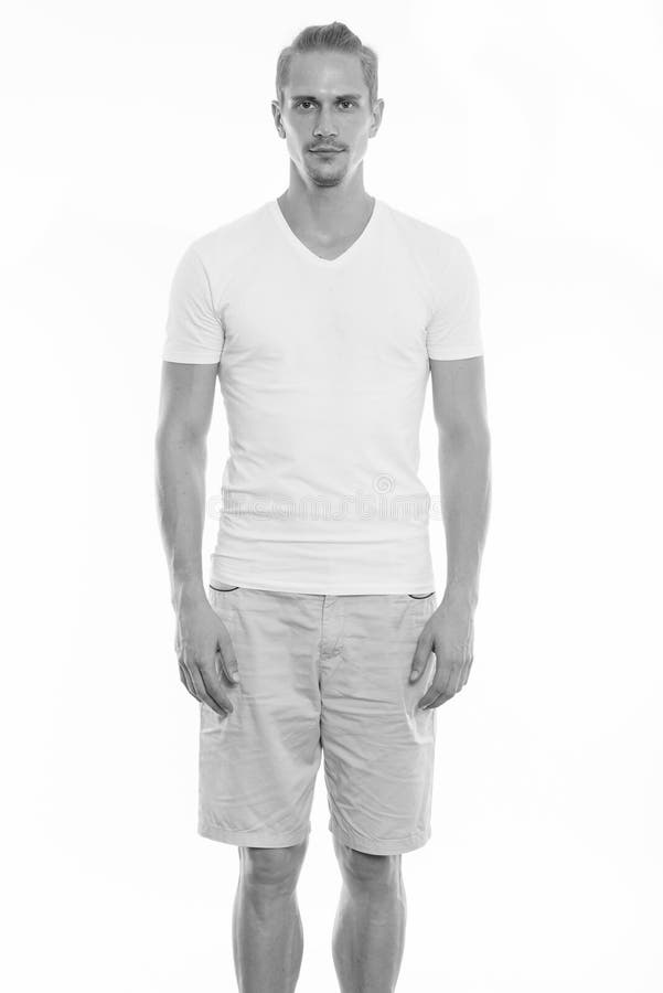 Studio Shot of Young Handsome Man Standing Stock Image - Image of ...