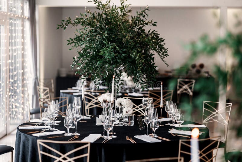 Black and White Style Party Table Decor Stock Photo - Image of ...