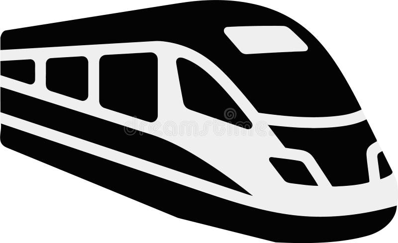 A Black and White Clipart Illustration of a Stylized Train Traveling on ...