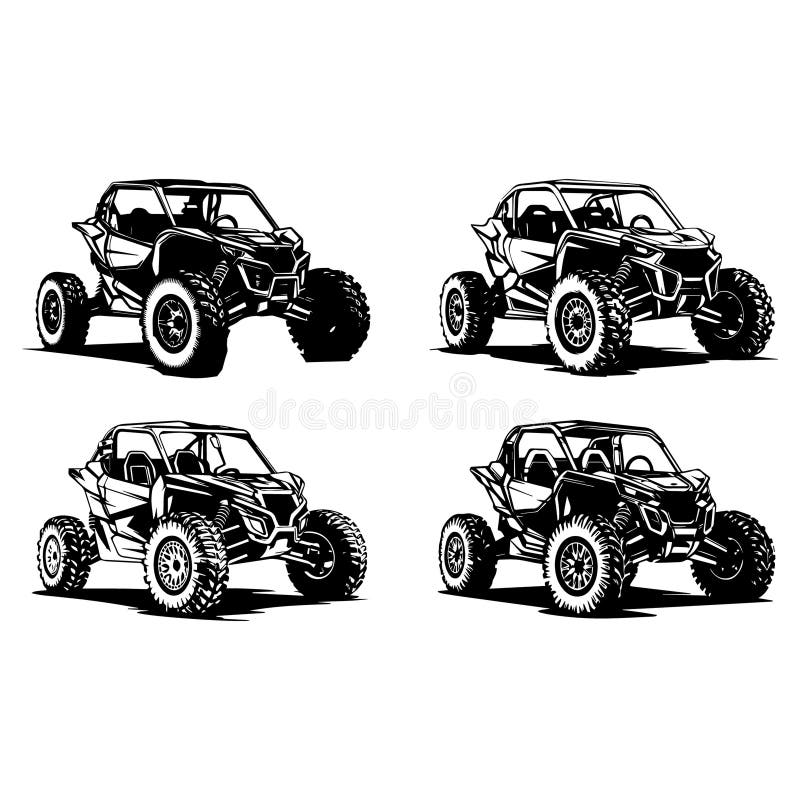 Black and White Stylized UTV Vector Illustration Stock Vector ...