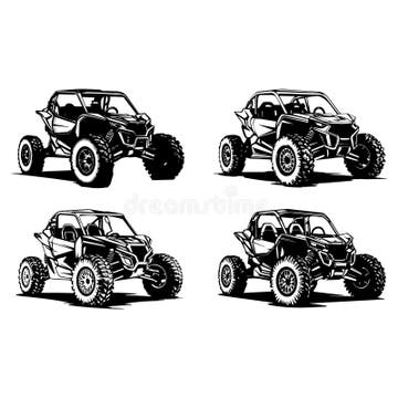 Black and White Stylized UTV Vector Illustration Stock Vector ...