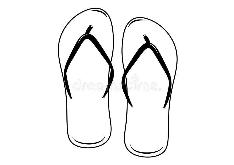 Black and White Summer Slippers Vector Illustration Stock Vector ...