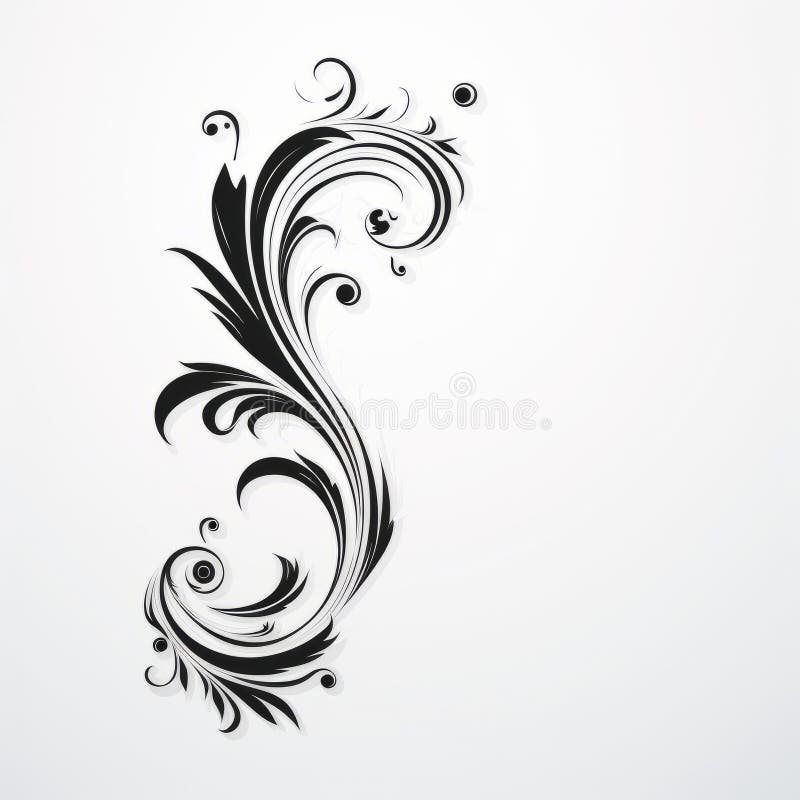 Black Swirly Floral Swirl Pattern: Minimalistic Design Concept Stock ...