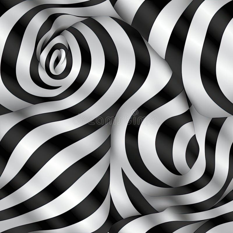 Black and White Swirling Pattern with Distorted Bodies and Metallic ...