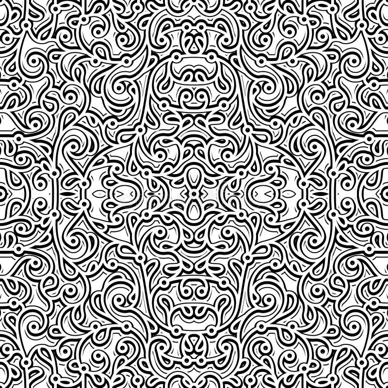 Black and White Swirly Pattern Stock Vector - Illustration of fabric ...