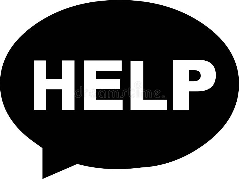 Black and White Symbol Dialogue Bubble Help Text Stock Illustration ...