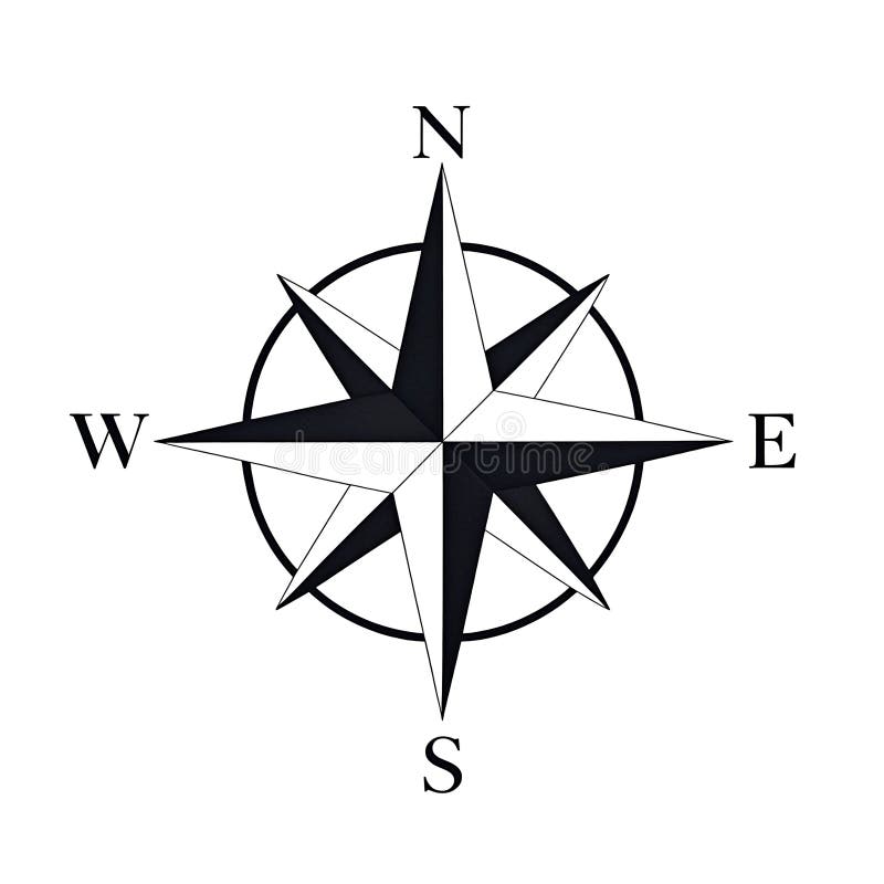 Black and White Symmetrical Wind Compass Illustration Stock ...