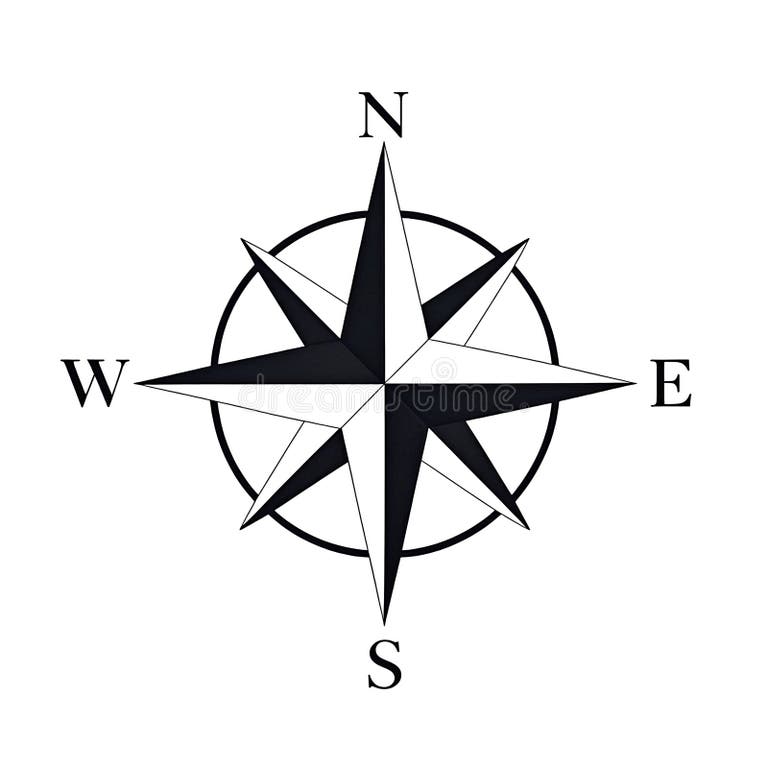 Black and White Symmetrical Wind Compass Illustration Stock ...