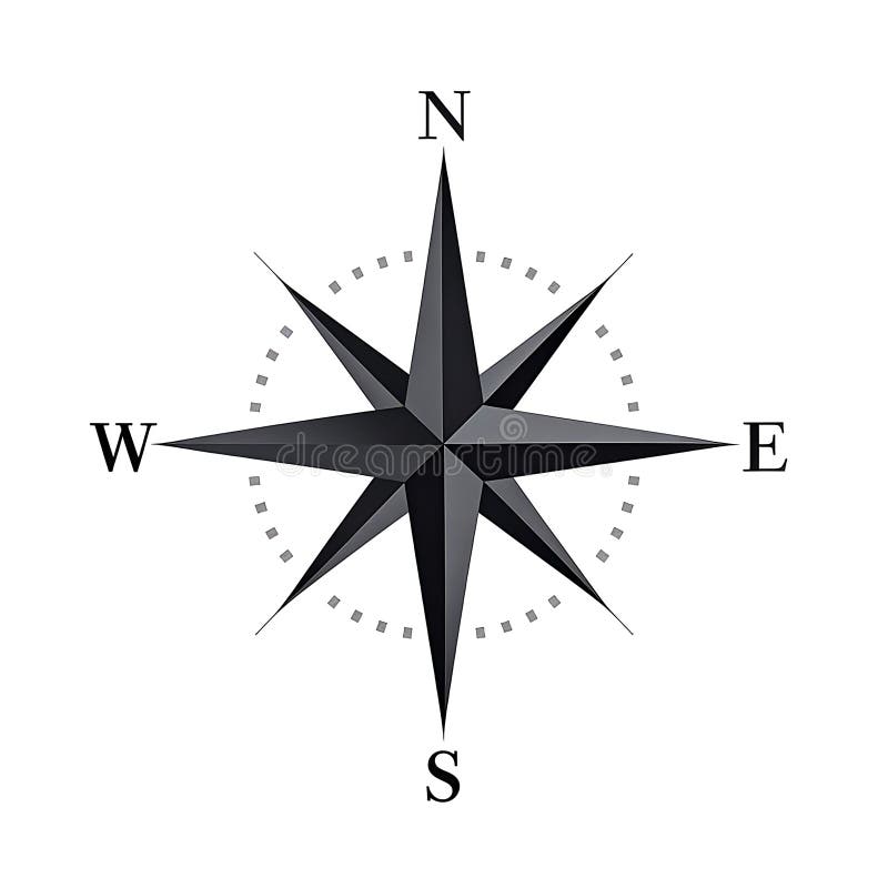 Black and White Symmetrical Wind Compass Illustration Stock ...