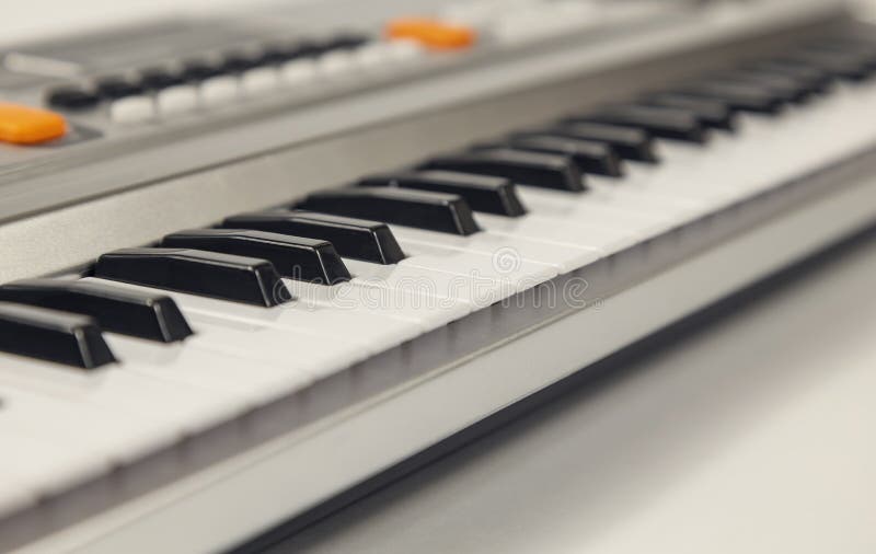 Black and White Synthesizer Keys. Selective Focus, Side View. Stock ...
