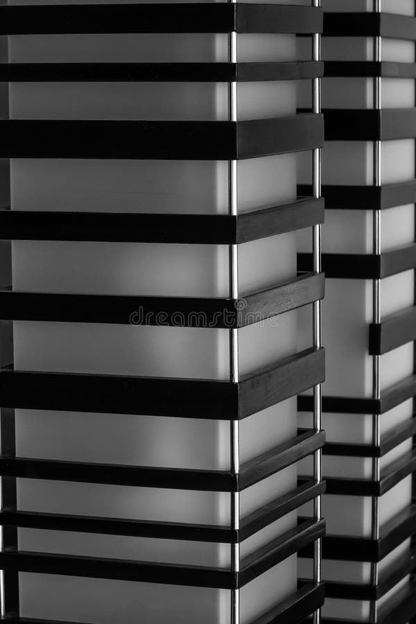 Black and White Tall Table Lamp Shades Close Up View Stock Photo ...