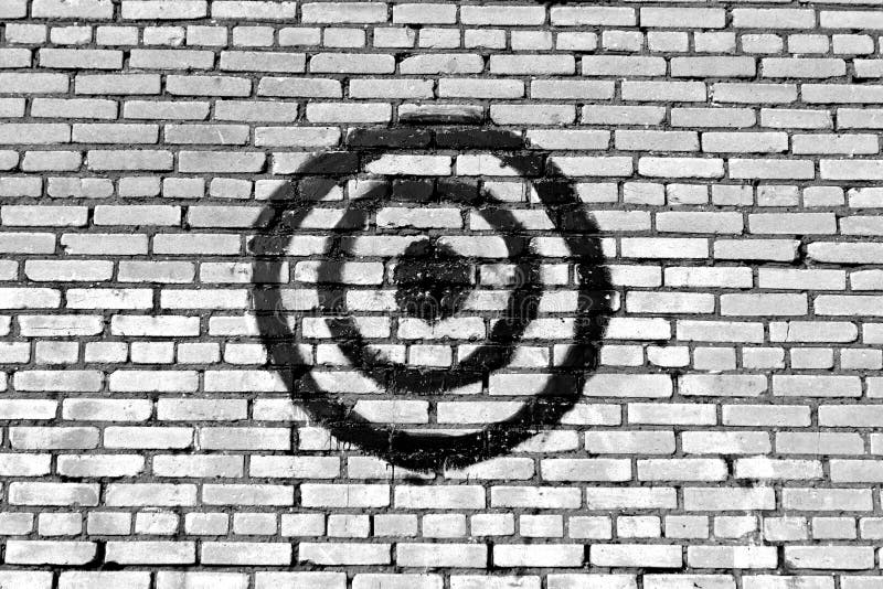 Black and White Target on Brick Wall. Stock Image - Image of leisure ...