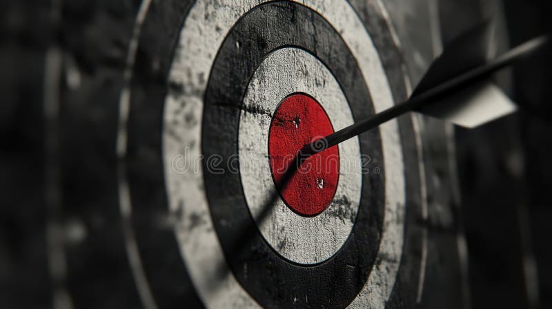 A Black and White Target with a Red Bullseye and an Arrow in the Center ...