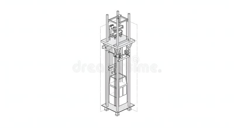Technical Drawing of an Elevator Shaft and Car, Ai Generated Stock ...