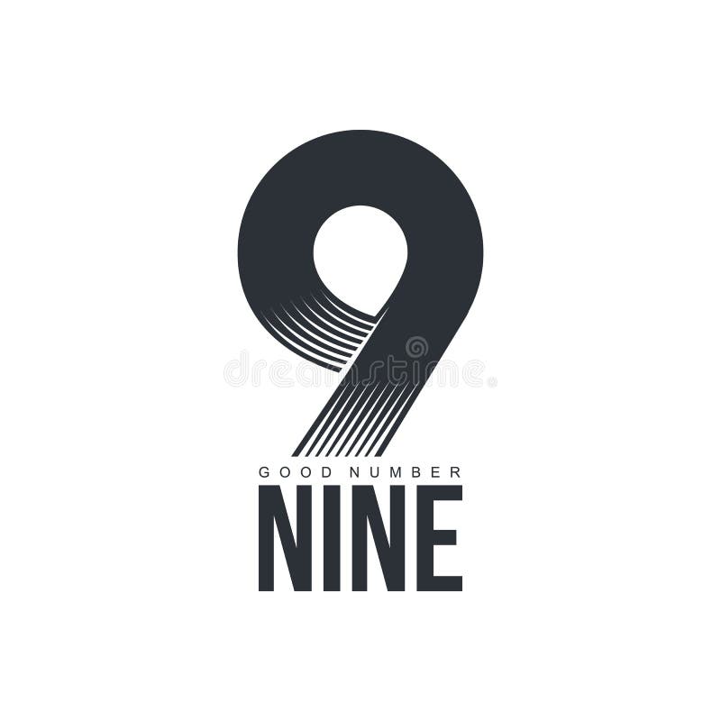 Black and White Technological Number Nine Logo Template Stock Vector ...