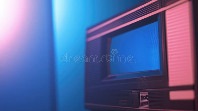 Black and White Television with a Blue Screen Stock Image - Image of ...