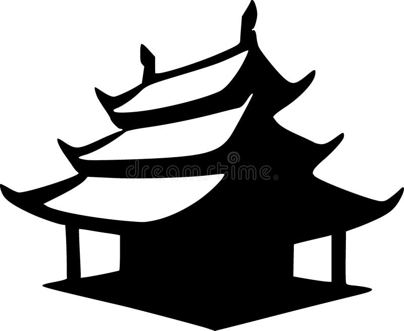 Black and White of Temple Icon Stock Illustration - Illustration of ...