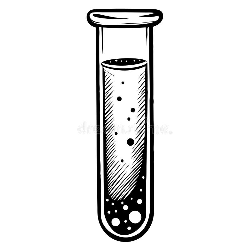 Black and White Test Tube Vector Illustration for Science and ...