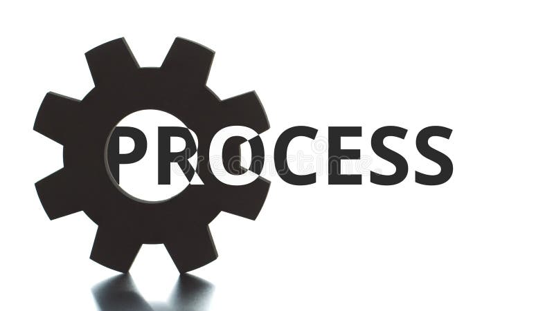 PROCESS Black and White Text Pops Up from the Cogwheel Stock Image ...