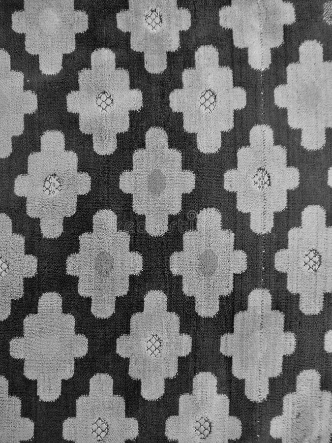 Black and White Textile with Repeating Floral Cross Pattern. Stock ...