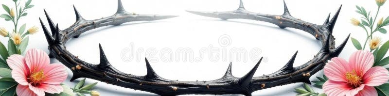 Black White Thorn Crown Frame, Sharp Spikes Elegant Easter Design ...