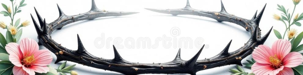 Black White Thorn Crown Frame, Sharp Spikes Elegant Easter Design ...